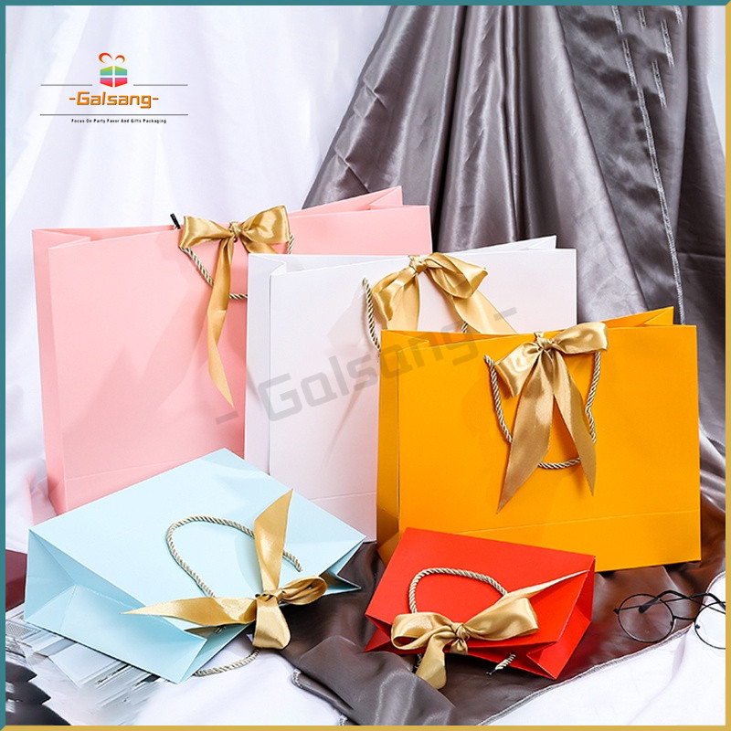 (MOQ:10pcs) Exquisite Solid Color Gifts Bag With Ribbon / Paper Gift ...