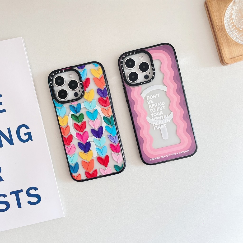 【Heart - Pink Wave】CASETIFY Magnetic absorption High Quality Acrylic ...