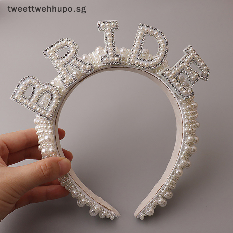 TWE Bride To Be Pearl Crown Bachelorette Hen Party Bridal Shower ...