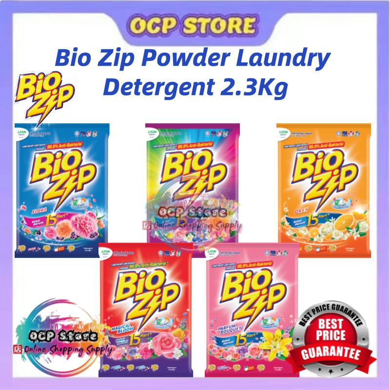 Bio Zip Powder Laundry Detergent 2.3Kg (Magical Bloom/Flora/Oren/Parfum ...