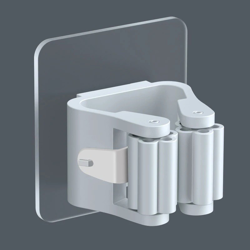 Mop Hooks Holder Wall Mounted Trackless Clamp Bathroom Broom Shelf ...