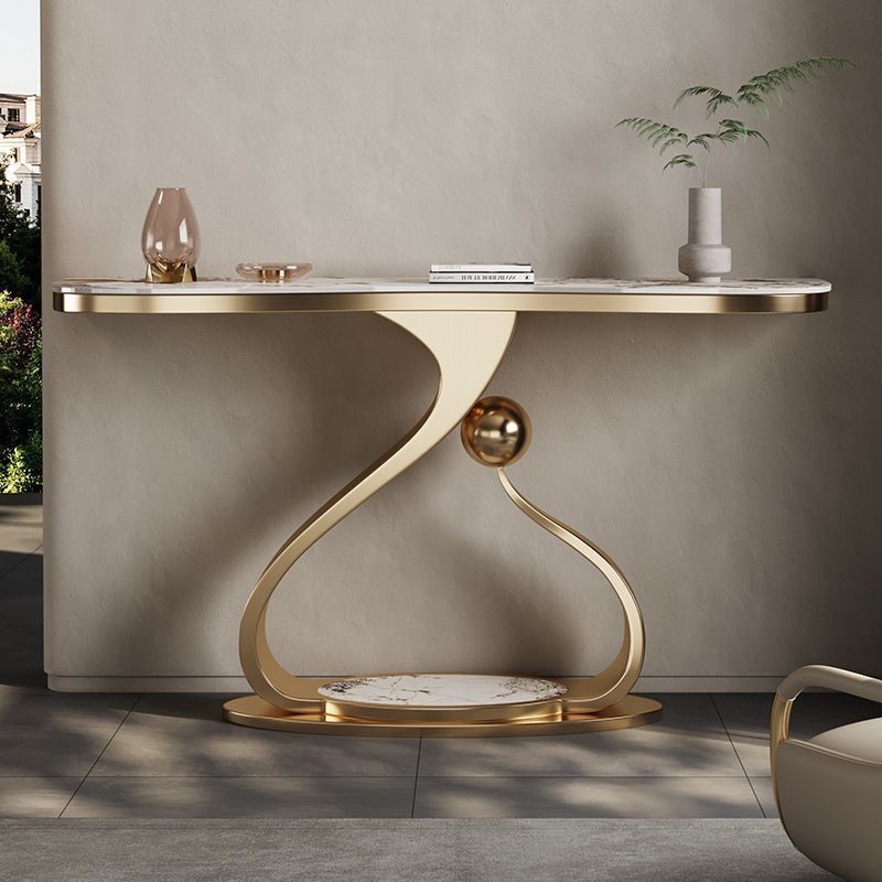 HY-6/Affordable Luxury Style Stainless Steel Stone Plate Console Tables ...