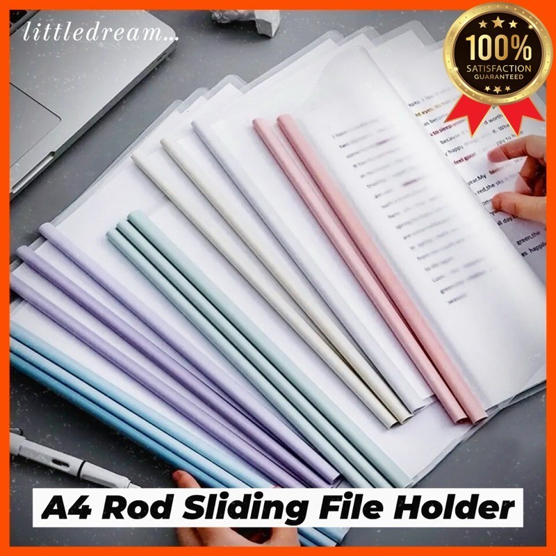 🇸🇬[SG Stock] 10pcs/set A4 Transparent File Document Rod Sliding Bar ...
