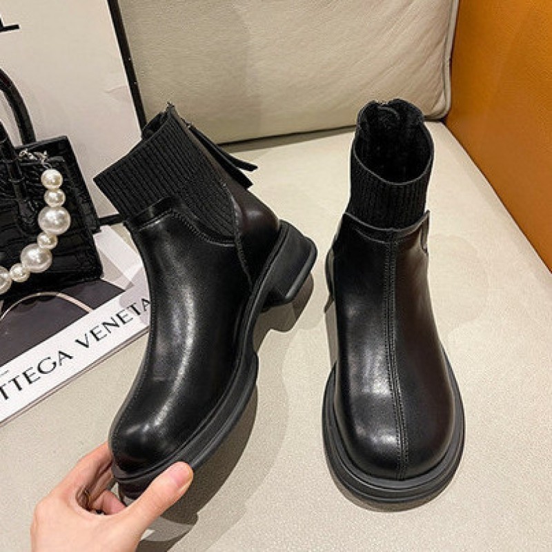 British Style Flat Martin Boots Women's Western Style Chelsea Ankle ...