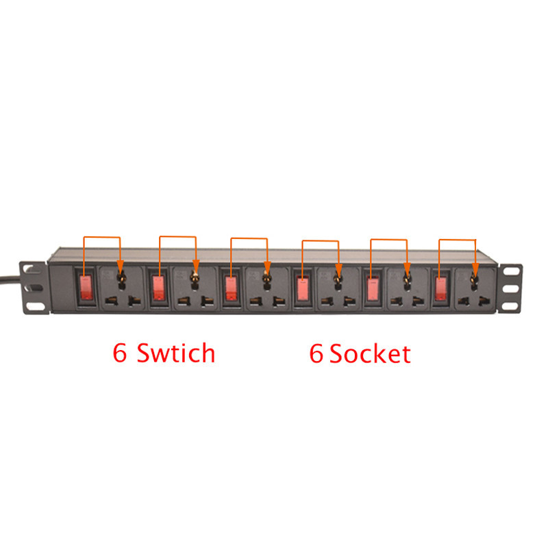 PDU power strip Server Rack power distribution unit, 6 Socket 6 ways ...