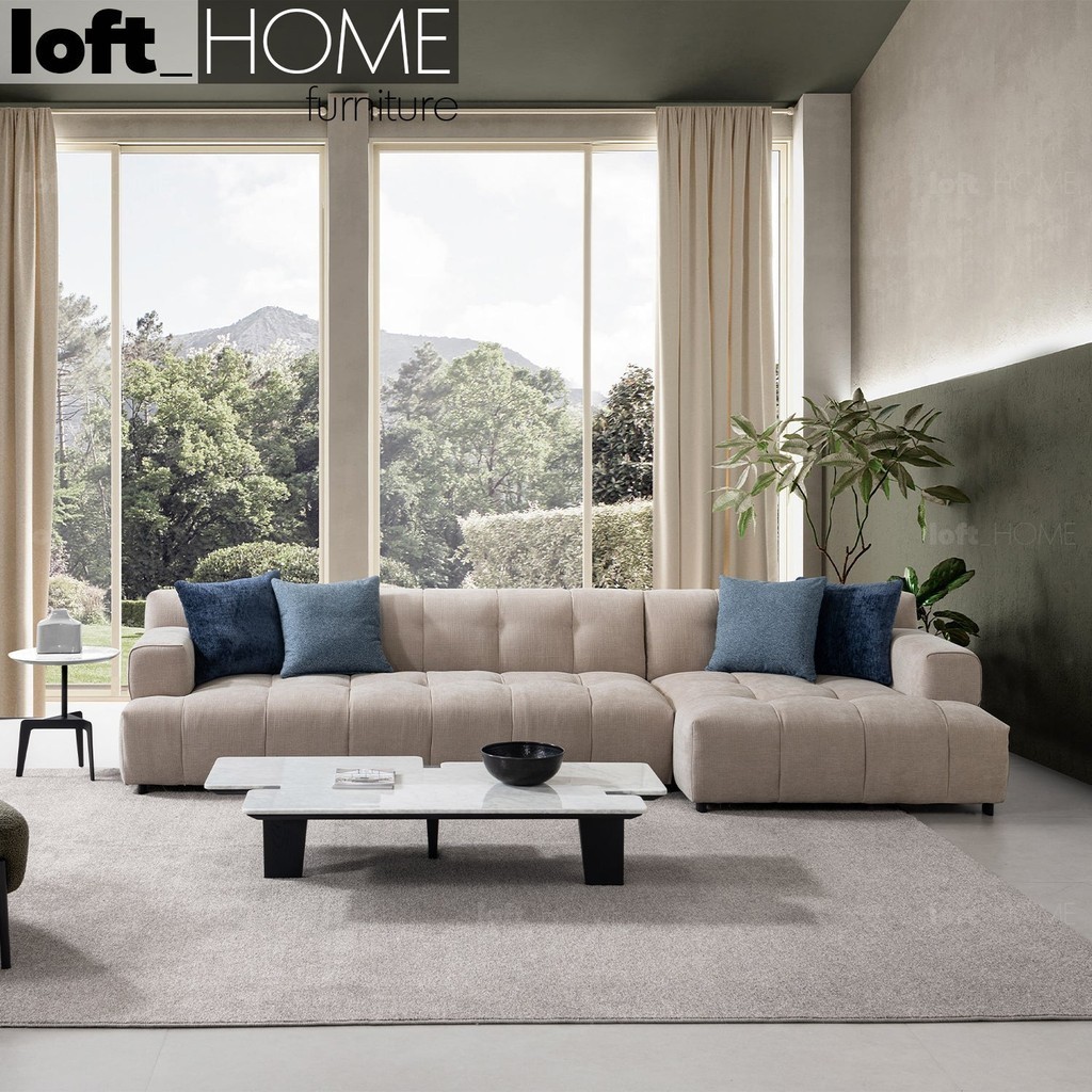 Loft Home Minimalist Mixed Weave Fabric L Shape Sectional Sofa LUNA 3+L ...