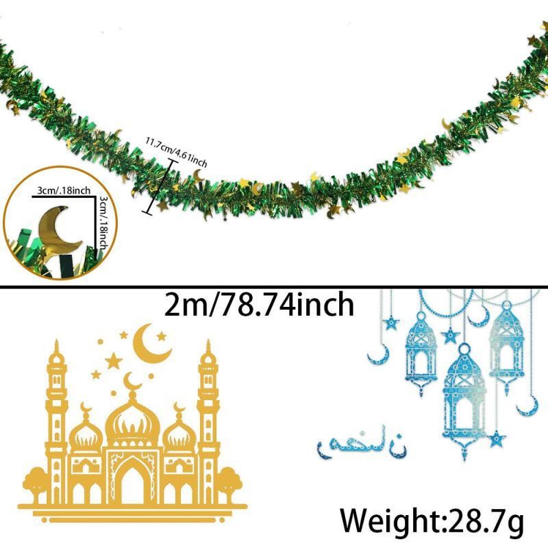 Hari Raya Moon Star Metallic Garland Ramadan Decoration Foil Tinsel ...