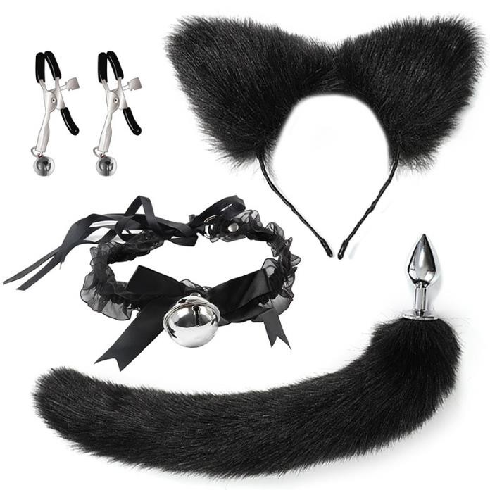 Sm Props Full Set Female Embedded Sexy Tail Fox Bell Female Collar Bell ...