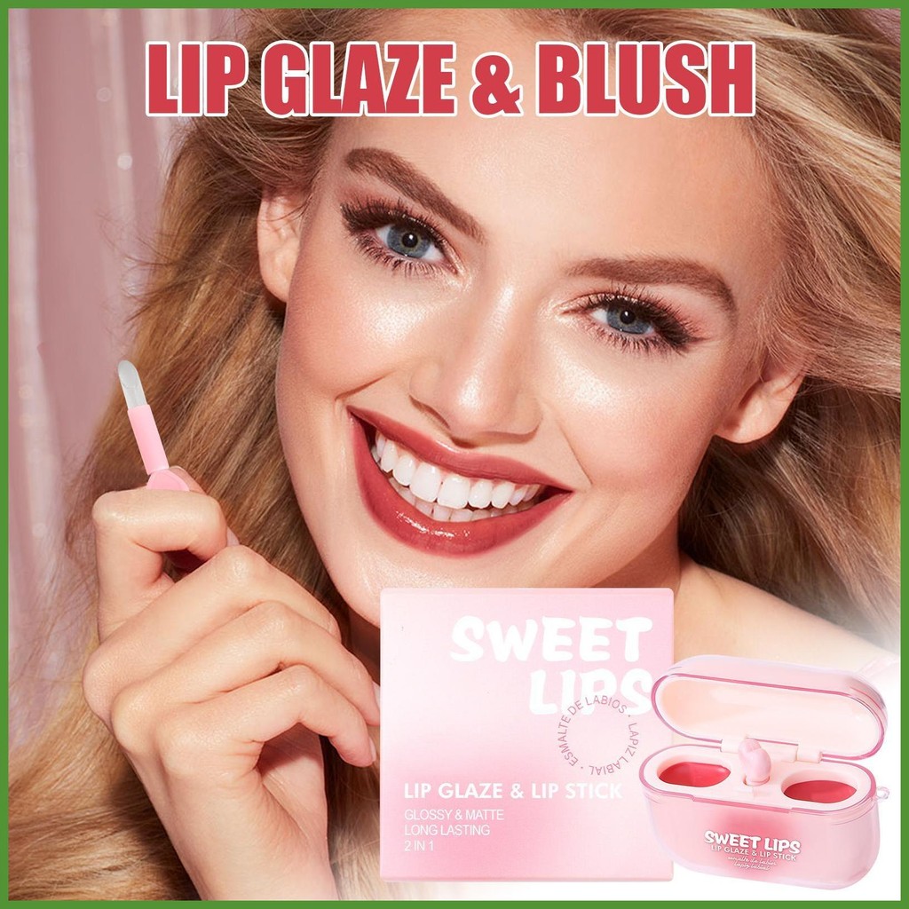 Lip Gloss Tint Cheek Liquid Blush Two-Color Gloss Lipstick Hydrating ...