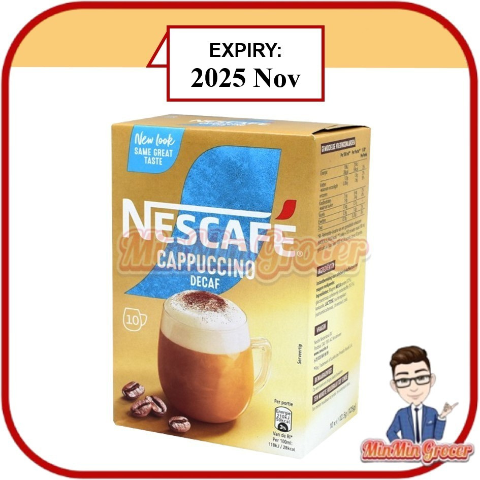 NESCAFE Cappuccino Decaf Instant Coffee 10 sticks x 12.5gm | Shopee ...