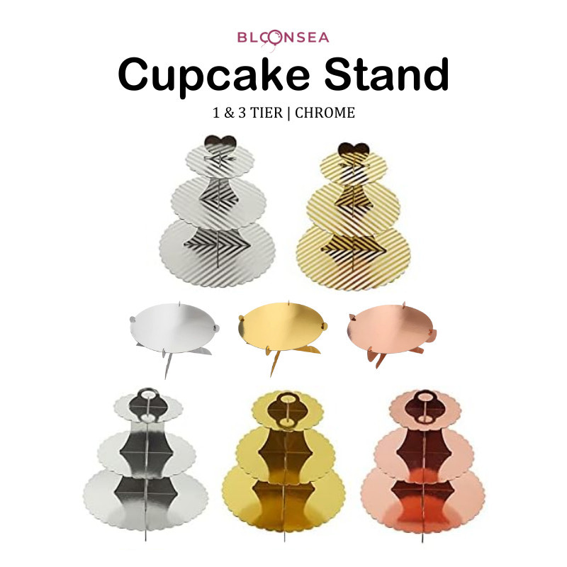 Chrome Cupcake Stand 1/3 Tier Cake Layer Rack Birthday Dessert Line ...