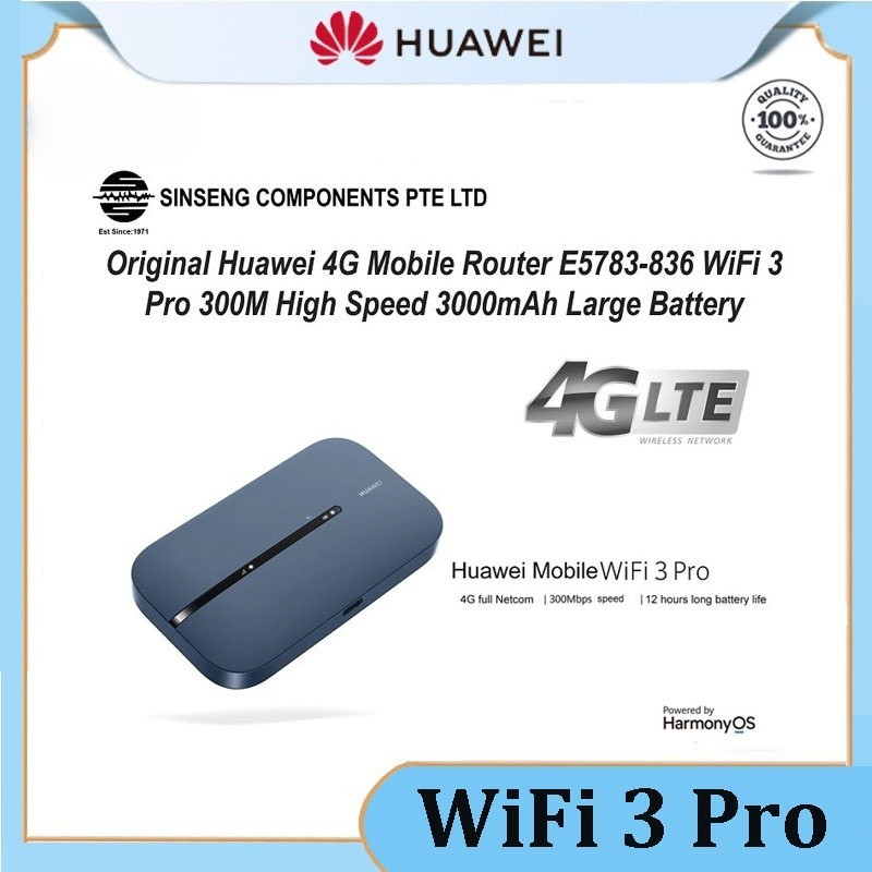 Huawei WiFi 3 Pro 4G/5G Portable Mobile Router E5783-836 300Mbps High Speed 3000mAh Large ...