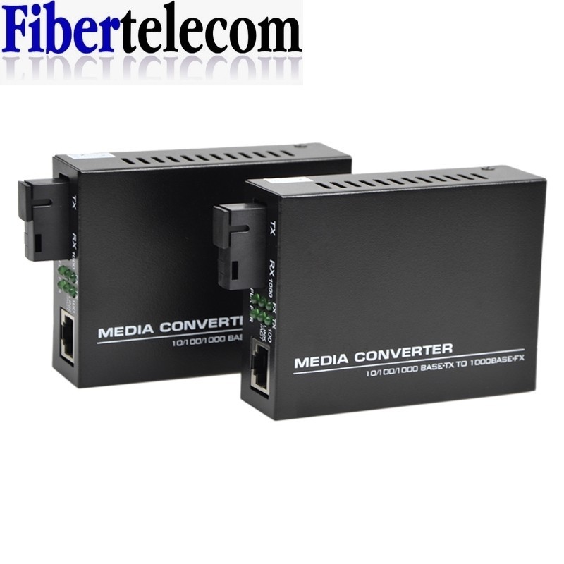 1 Pair FTTH 100/1000M WDM Gigabit Ethernet Fiber Optic Media Converter ...