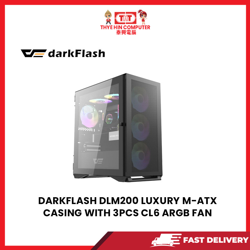DARKFLASH DLM200 LUXURY M-ATX CASING WITH 3PCS CL6 ARGB FAN | Shopee ...