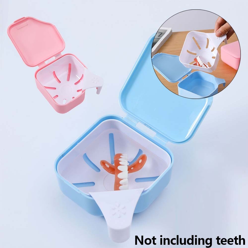 Dental Denture Bath Box Denture Cleaning Storage Box With Hanging Net ...