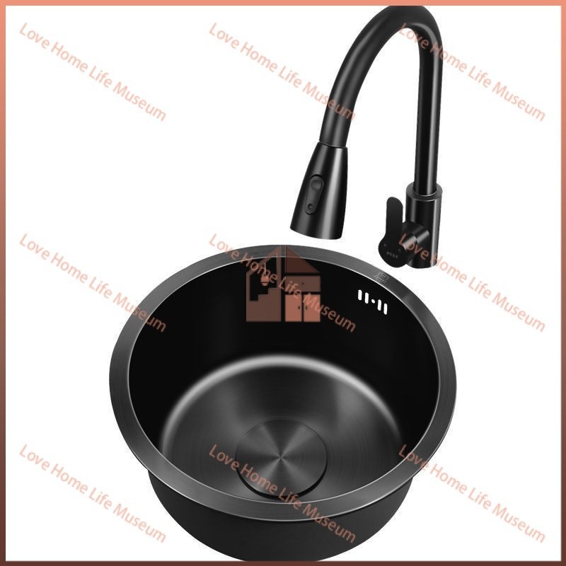 Black Bar Round Sink Nano Stainless Steel Sink Single Sink Small Size ...