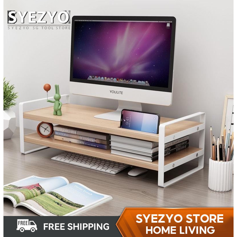 Syezyo Monitor Stand Laptop Stand Monitor Rise Wooden Monitor Stand ...