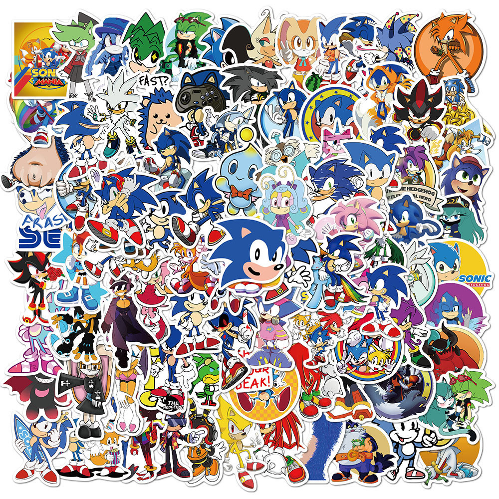 100 pcs Sonic The Hedgehog Cartoon Video Game Waterproof PVC Stickers ...