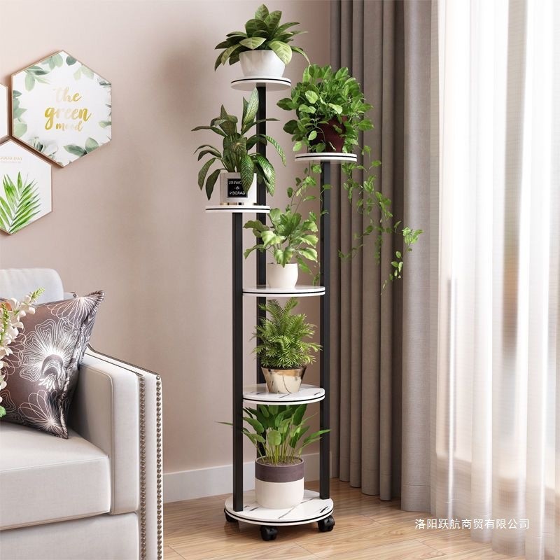 [in stock] Flower Stand Iron Art Round Multi-layer Mobile Flower Stand ...