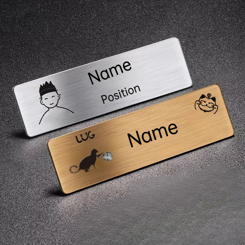 Magnetic name tag titanium steel badge card ID School tag name master ...