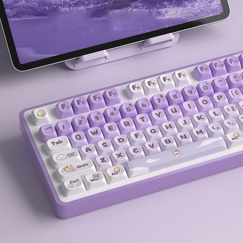 138 Keys Purple Rabbit Themed Keycaps Dye Sublimation PBT Keycaps MOT ...
