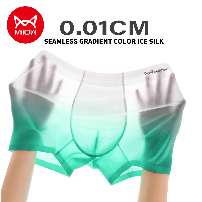 MiiOW 3Pcs Ice Silk Men Boxers Lightweight Seamless Underwear for Men ...