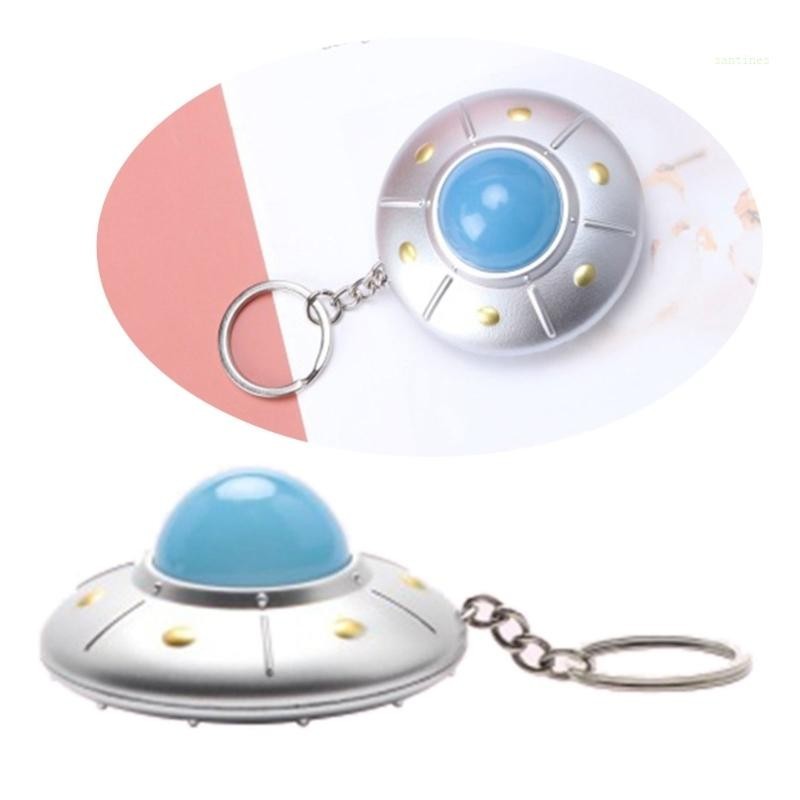 san* Cute UFO Keyring Portable Plastic Toy Keychain Funny LED Light ...