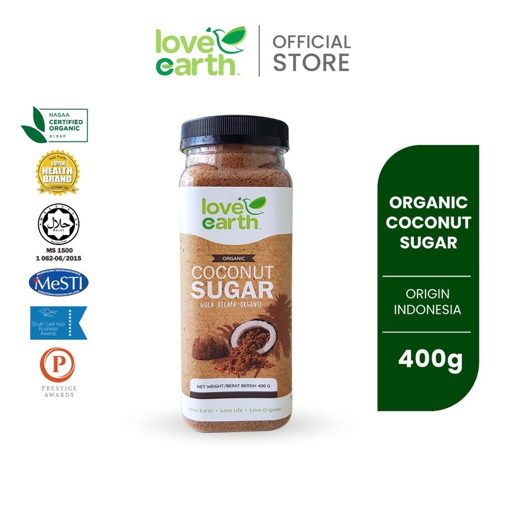 Love Earth Organic Coconut Sugar 400g Gula Kelapa Organik Gula Melaka ...
