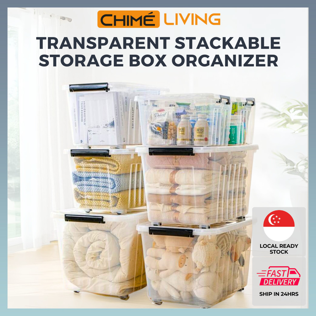 Clear Transparent Stackable Storage Box Organiser Container With Lid ...