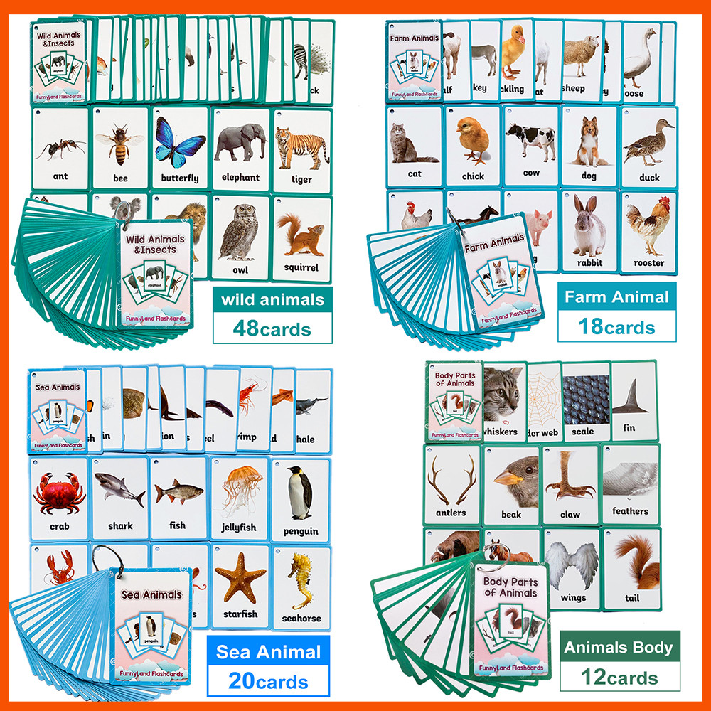 Animal Flash Cards for Toddlers - Wild Insects Sea & Farm Animals ...