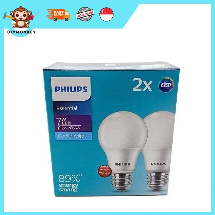 (DIY MONKEY) Philips LED Light Bulb E27 Cool Daylight 6500k 100-250v ...