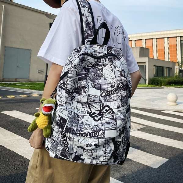 school bag Graffiti Comic Schoolbag Boys Junior High School Students ...