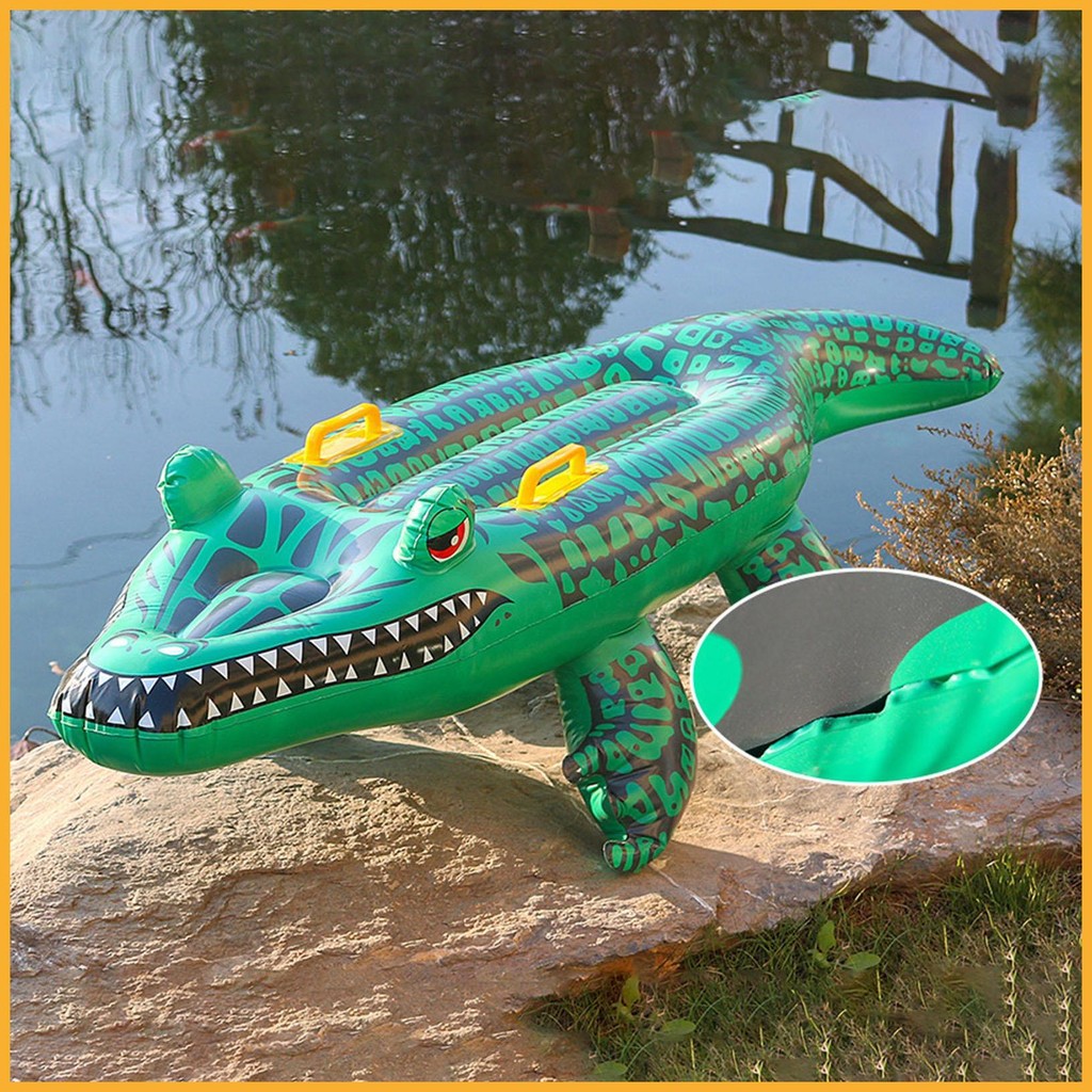 Inflatable Crocodile Pool Float Realistic Reptile Ride on Inflatable ...