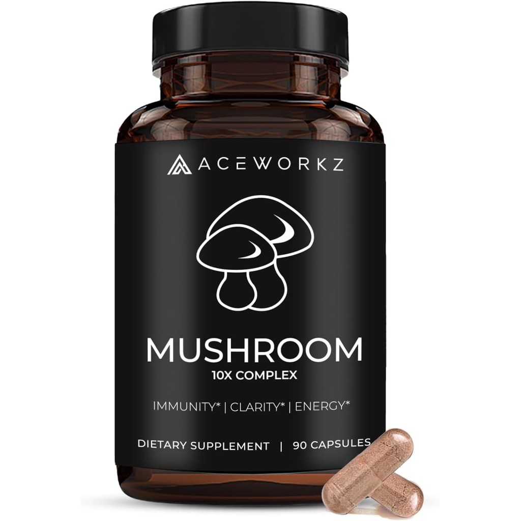 ACEWORKZ 10 Mushroom Complex Supplements - lion mane、Reishi and ...