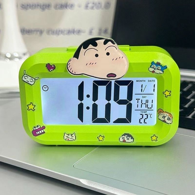 Luminous Bedside Clock Simple Multifunctional Crayon Shin-Chan Alarm ...