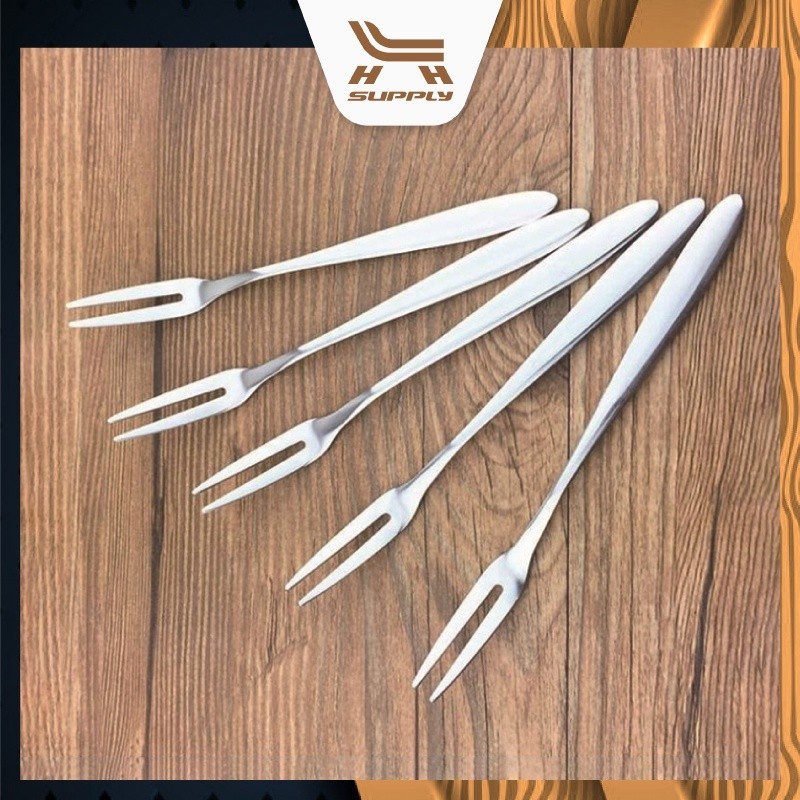 LH 1pcs Stainless Steel Twin Fruit Fork Ice Cream Fork Household Small ...