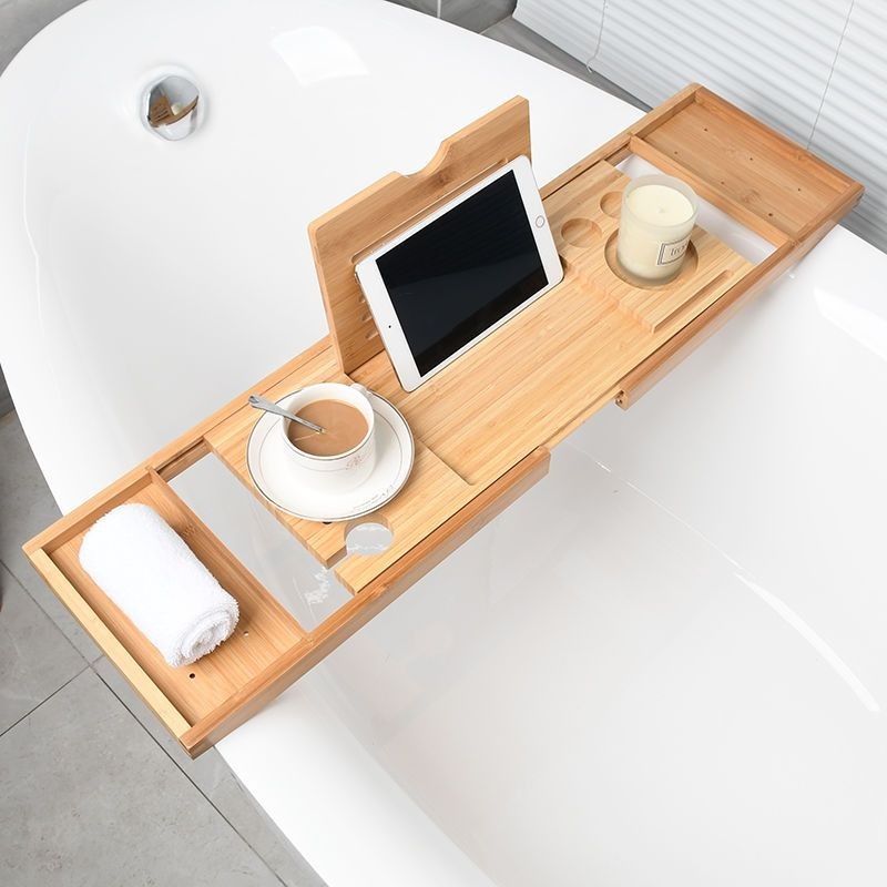 European-Style Solid Wood Non-Slip Retractable Bathtub Tray Adjustable ...
