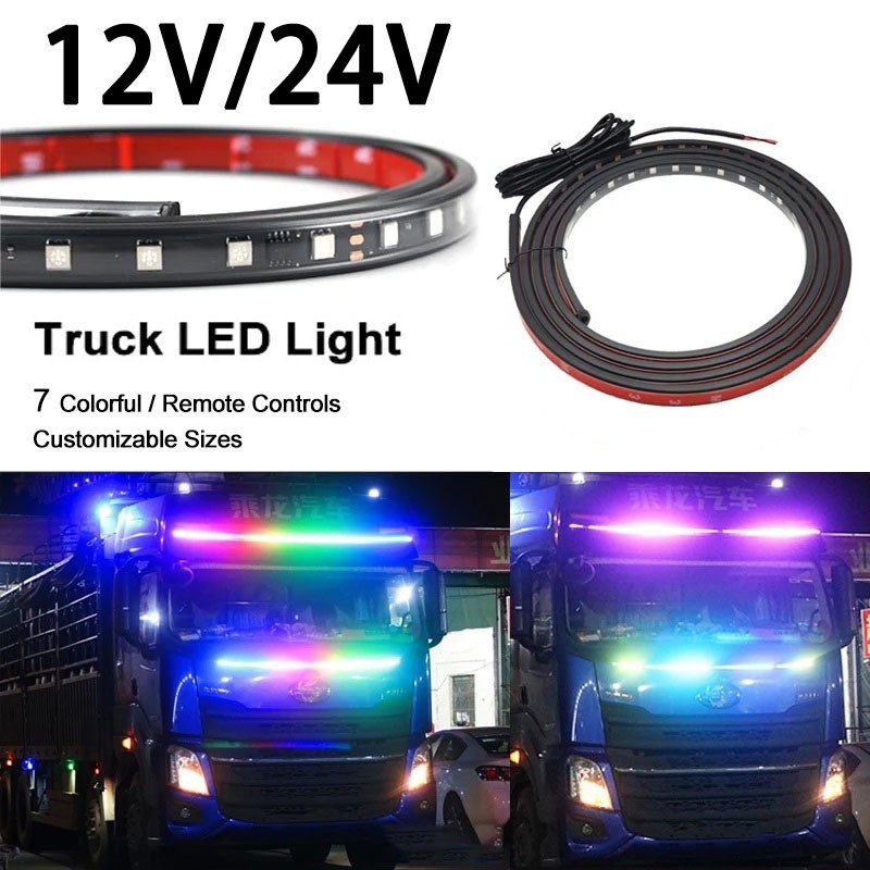 12V/24V Truck LED RGB Decorative Light 7 Colors Flashing Ambient ...
