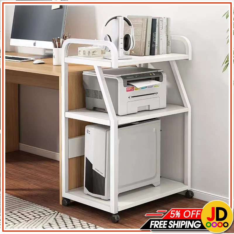 Movable Desk Side Storage Rack Book Shelf Printer Rack with Wheels ...