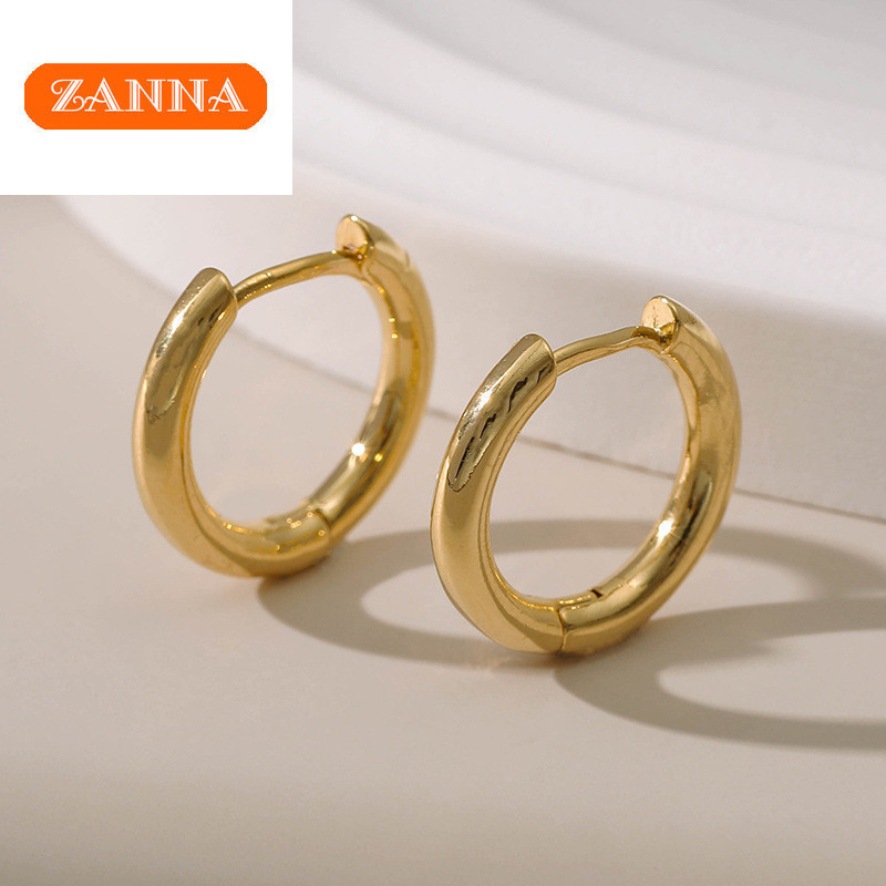 Personalized ear loops 18K real gold female classic short thick circle ...