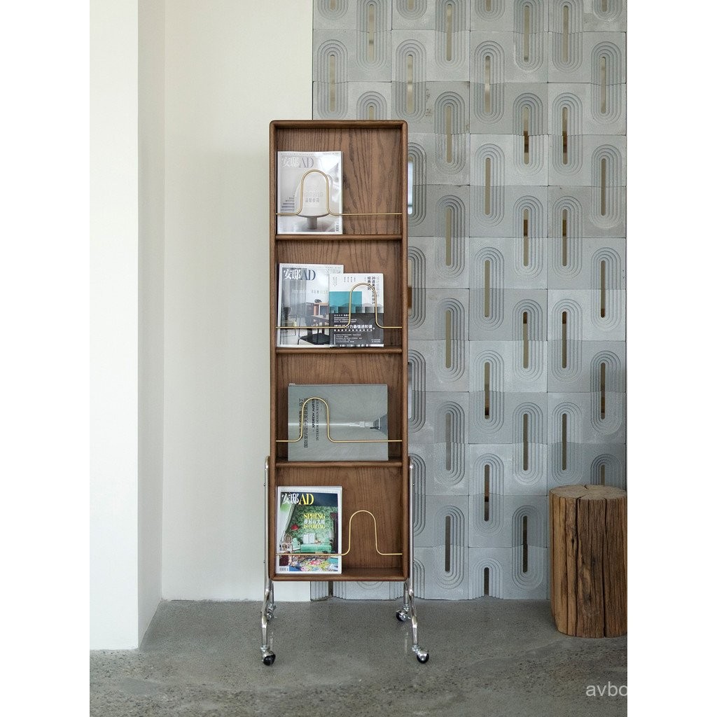 Vintage Rotating Magazine Rack Movable Magazine Book Display Rack with ...