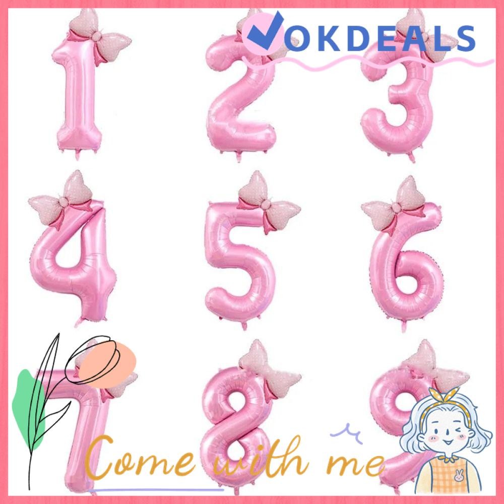 OKDEAL Birthday Number Ballons, Girls 40 Inch Jumbo Number Balloon ...