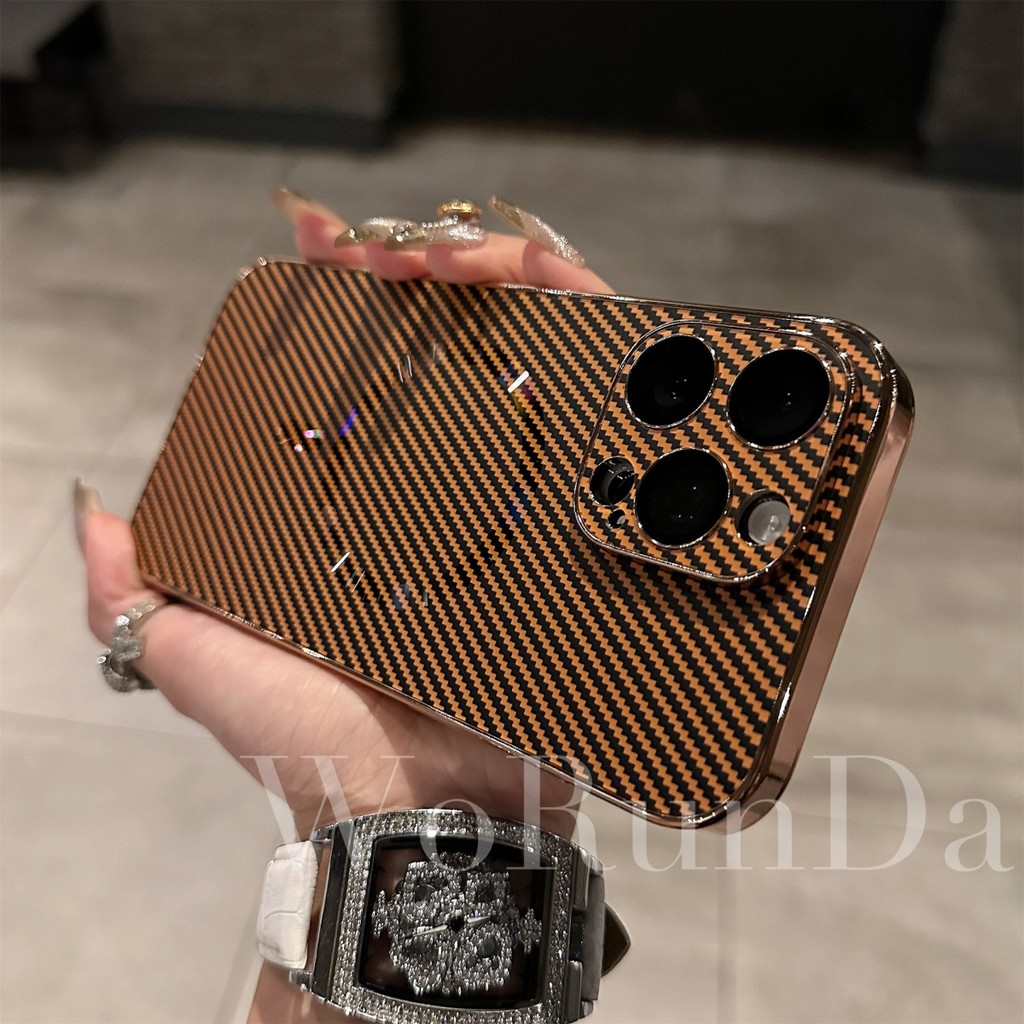 New casing luxury electroplated carbon fiber magnetic phone case with ...