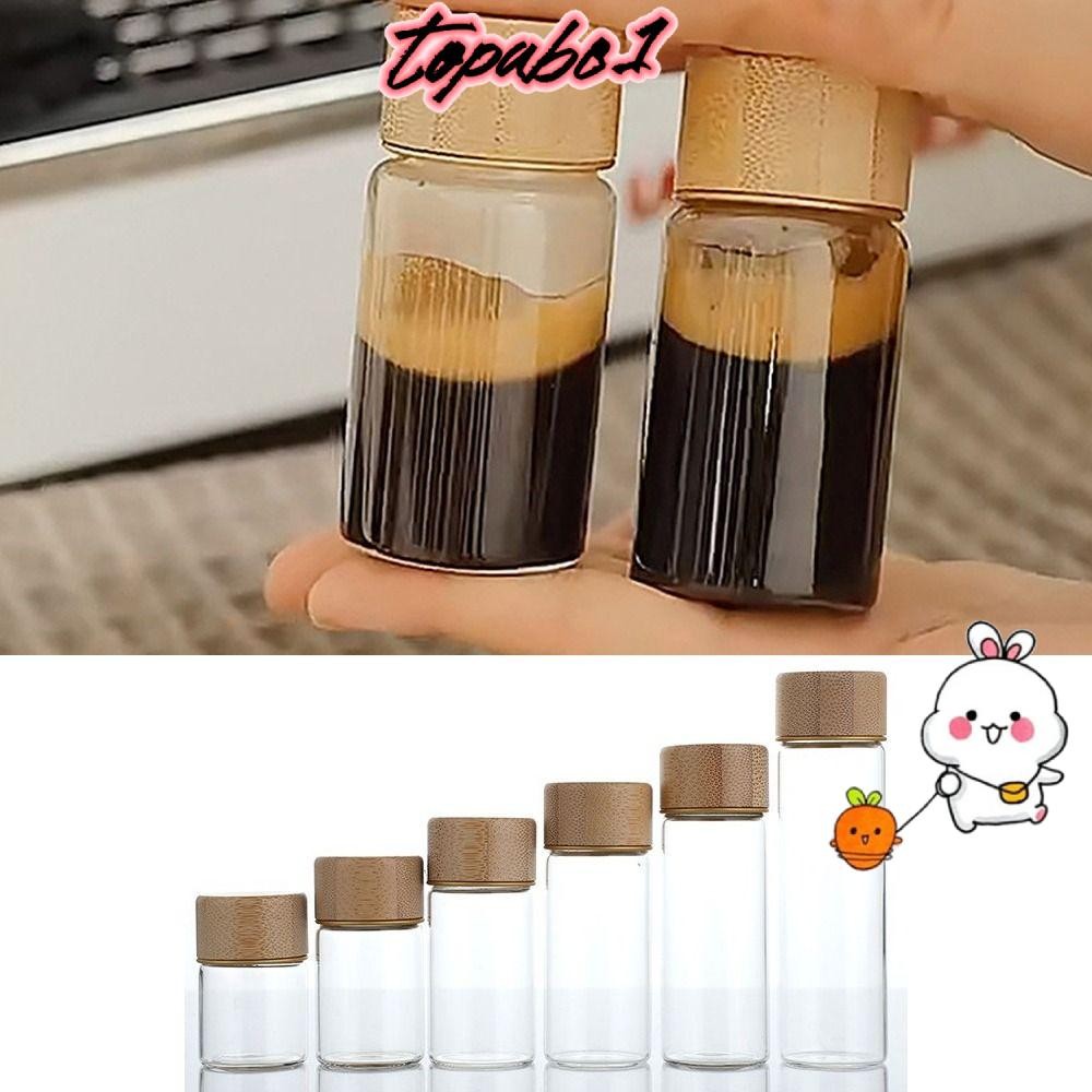 TOPABC1 Glass Storage Bottle, with Wood Lids Storage Tool Glass Sealed ...