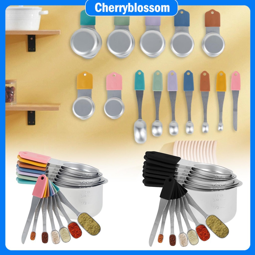 Stainless Steel Measuring Cups and Spoons Set Magnetic Measuring Cups ...