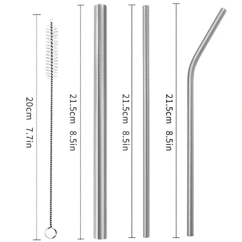 304 Stainless Steel Straw Drink Milk Tea Straw 304 Straw Set 6mm ...