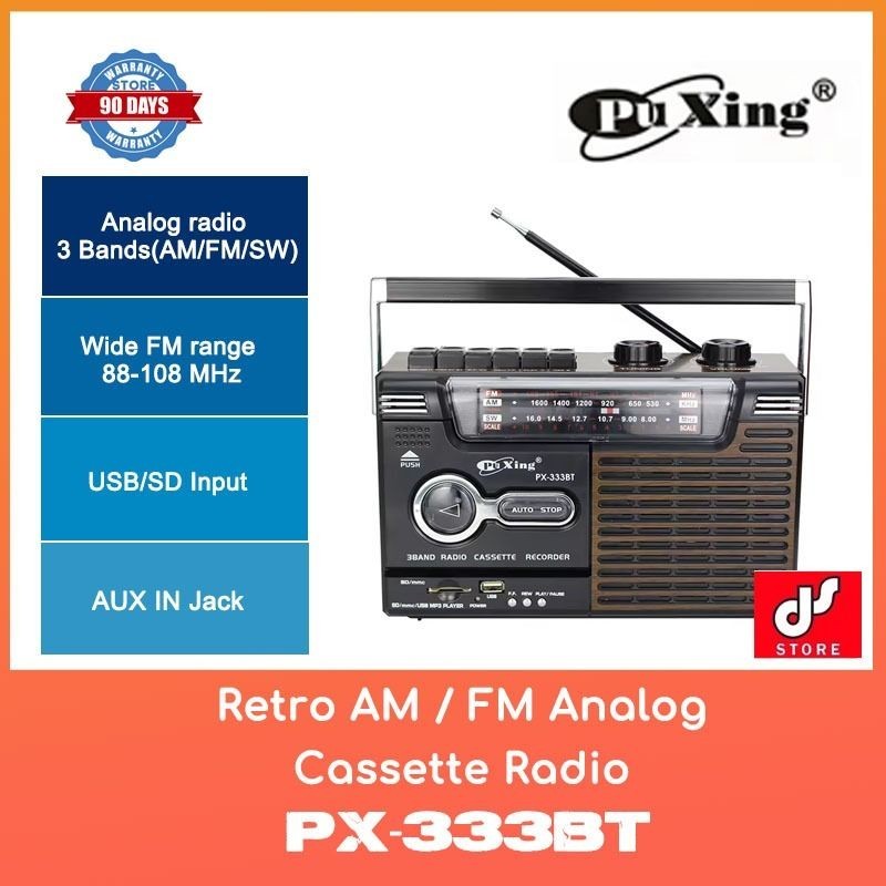 PU XING PX-333BT Retro Am/Fm Analog Cassette Radio WITH 3 MONTHS ...