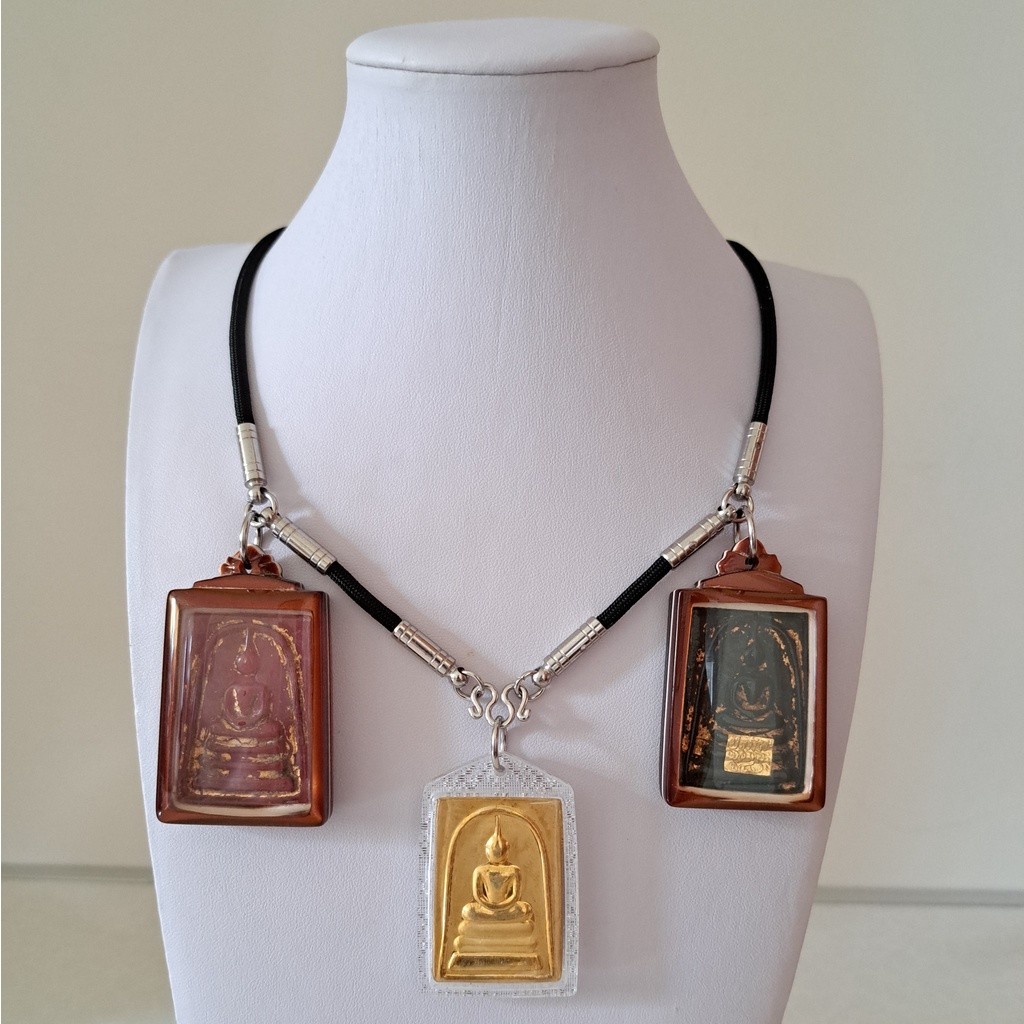 Thai Amulet Accessories: Rope String Amulet Necklace With 3 Hooks ...