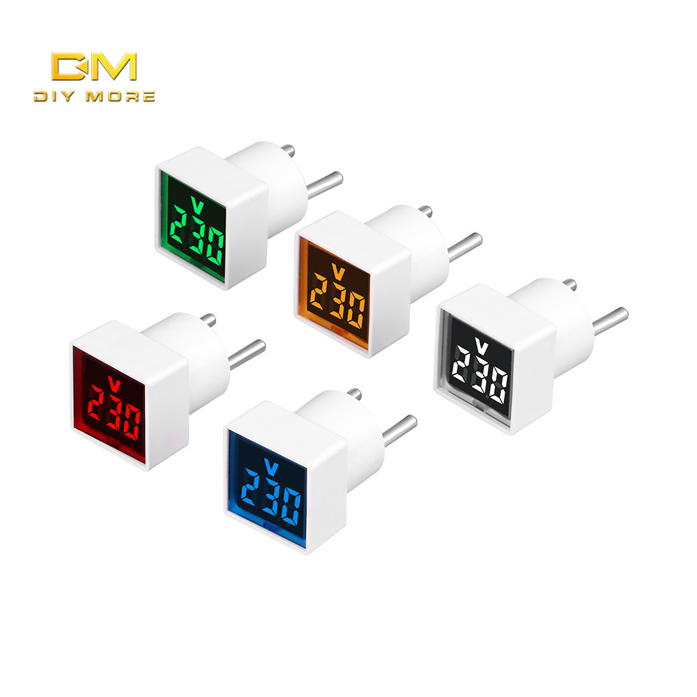 DIYMORE AC 220V 30MM Square EU Plug LED Digital AC Voltmeter Indicator ...