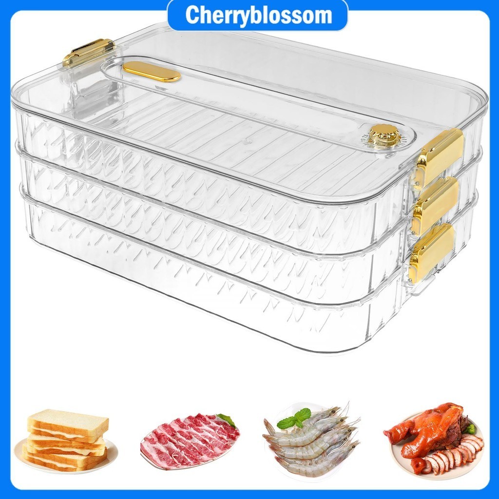 Dumpling Storage Box with Time Recording 3 Layer Refrigerator Dumpling ...